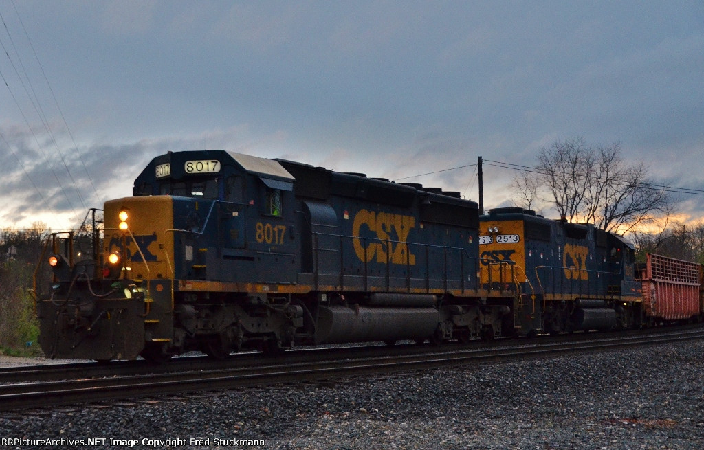 CSX 8017 is west at AY.